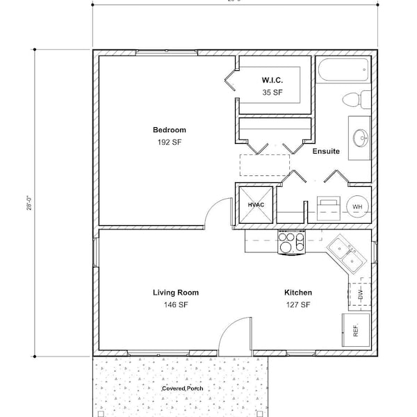 20x20 Floor Plan 1 Bedroom - Etsy