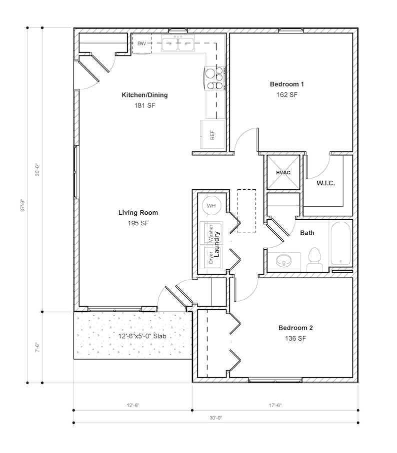 2 Bedroom 1 Bath Floor Plan House Plan 1000 Sq. Ft. the Wildflower House - Model 00004 - Etsy Canada