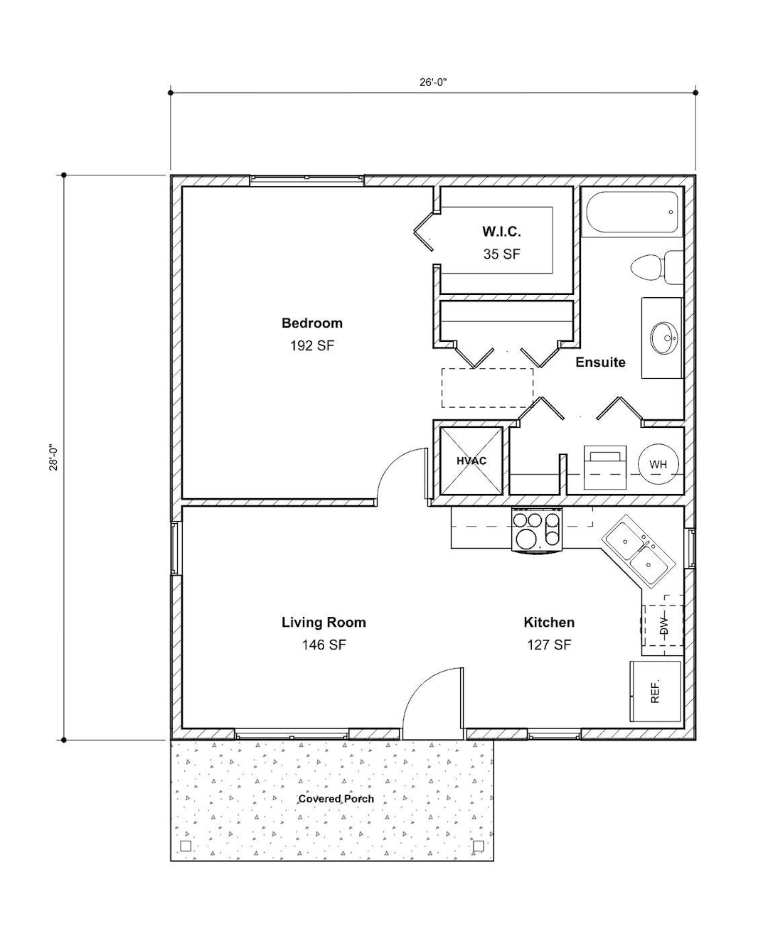 Cozy 1 Bedroom 1 Bath Floor Plan House Plan 750 Sq. Ft. the Woodland Cottage - Model 00005 - Etsy