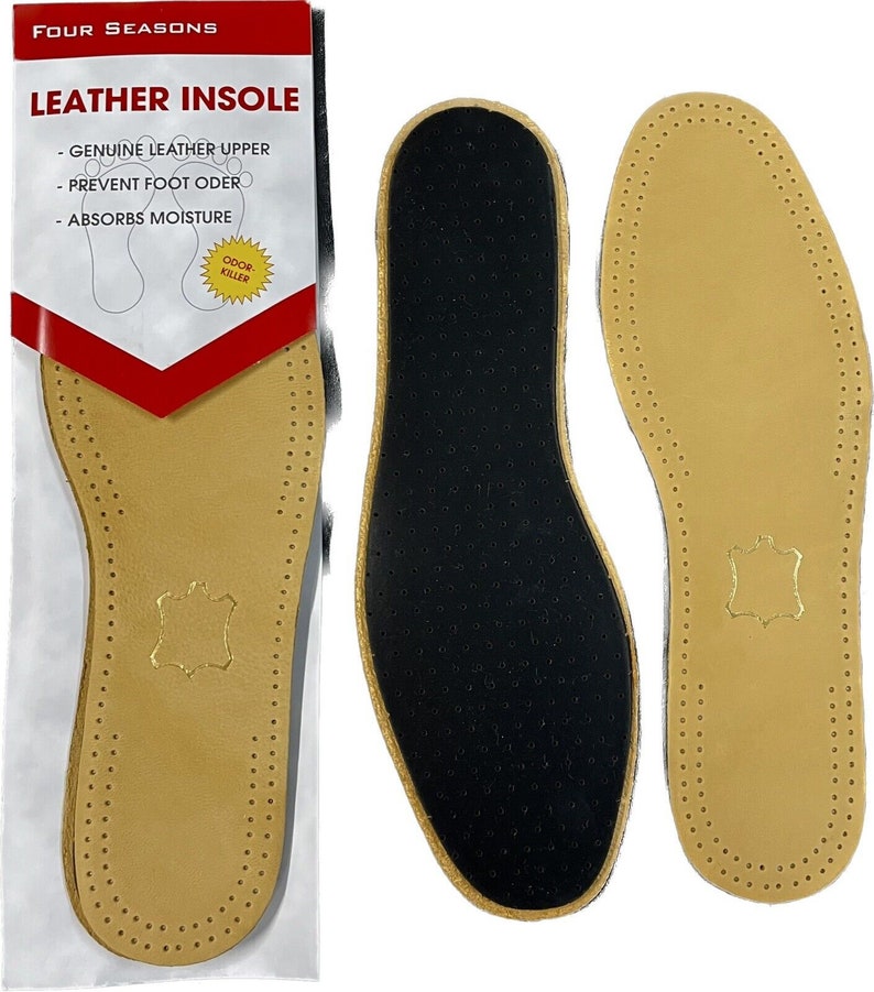 Genuine Leather Full Insoles Flat Shoe Inserts Comfort Four Seasons Men ...