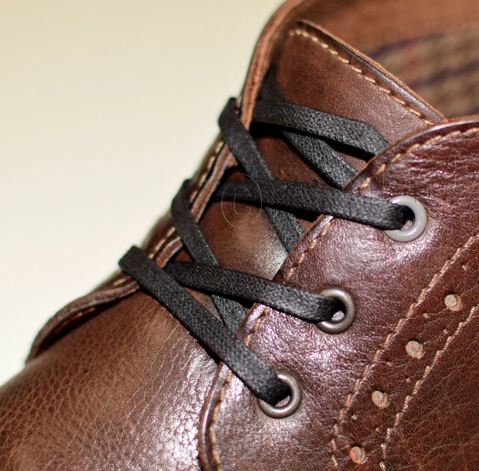 1 PAIR - 5mm FLAT Waxed Dress Shoelaces Boot Casual Oxford Shoe Laces ...