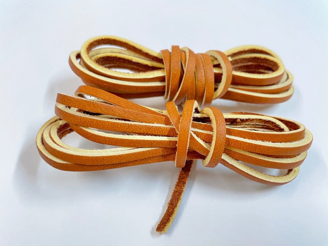 ONE PAIR- 72" ALUM Tanned Strong Latigo Leather Shoelaces Strings Boot ...