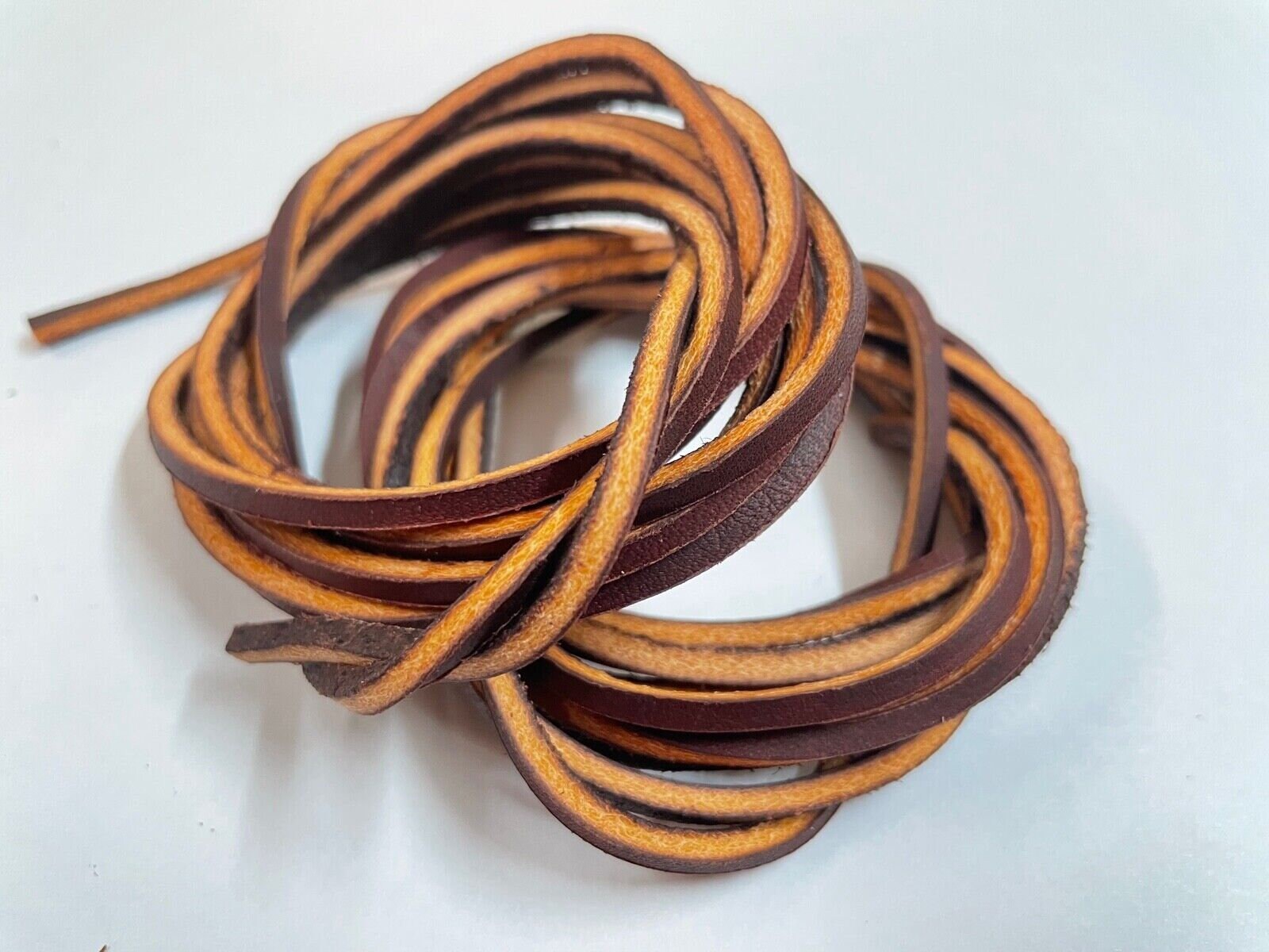 ONE PAIR- 72" ALUM Tanned Strong Latigo Leather Shoelaces Strings Boot ...