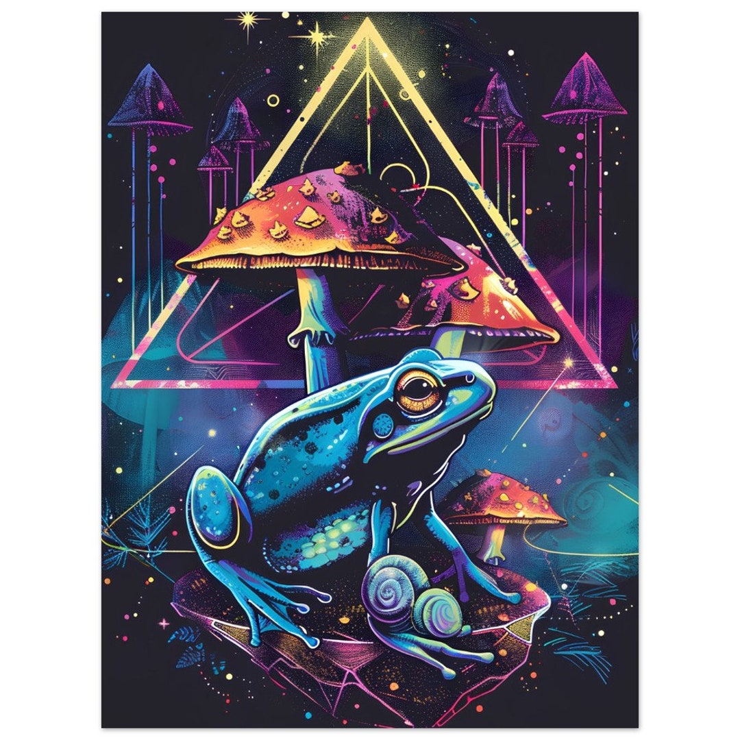Trippy Frog & Mushroom 2 Wall Art - Etsy