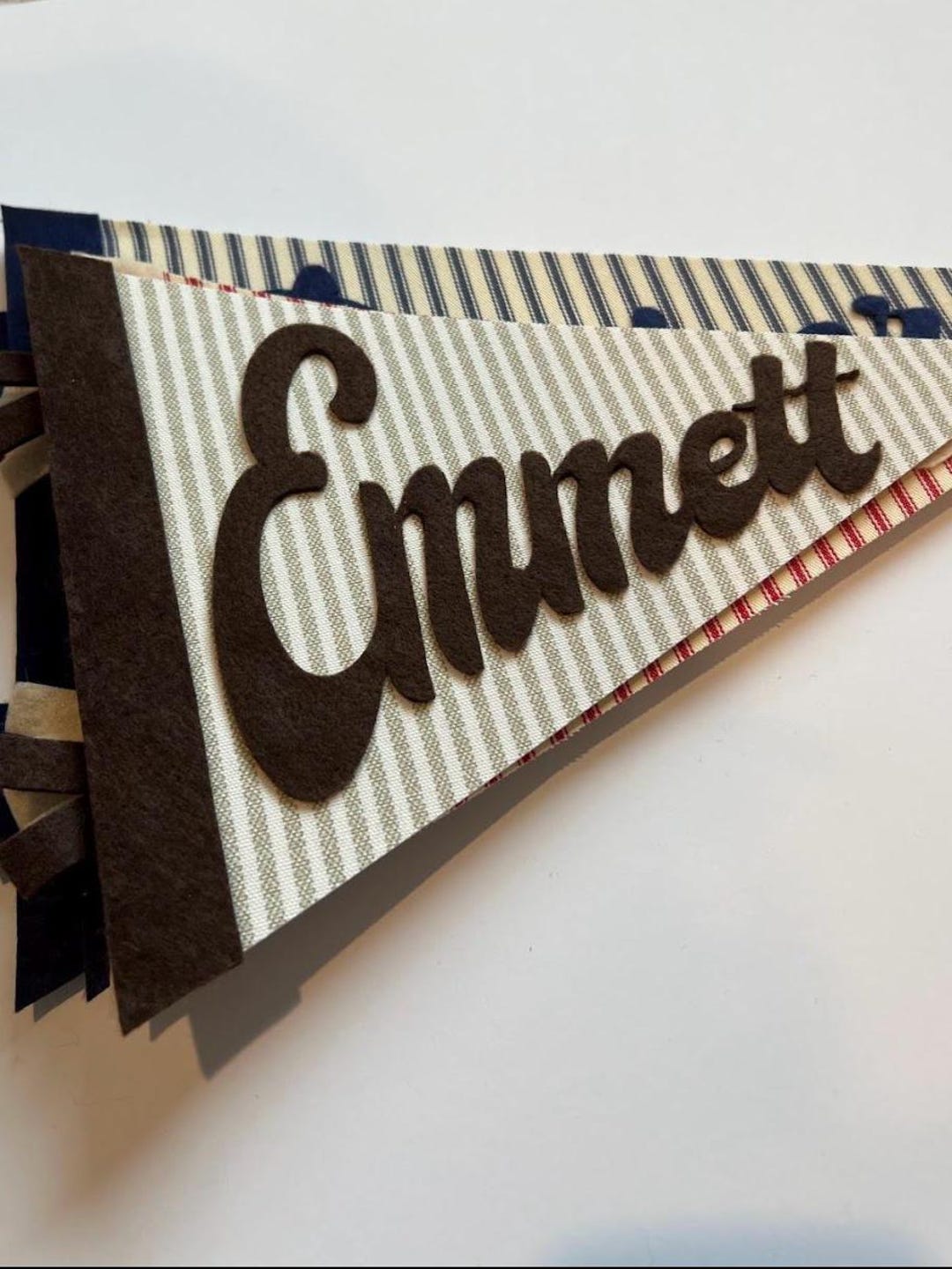 Custom Name Pennant- Striped Tan - Etsy