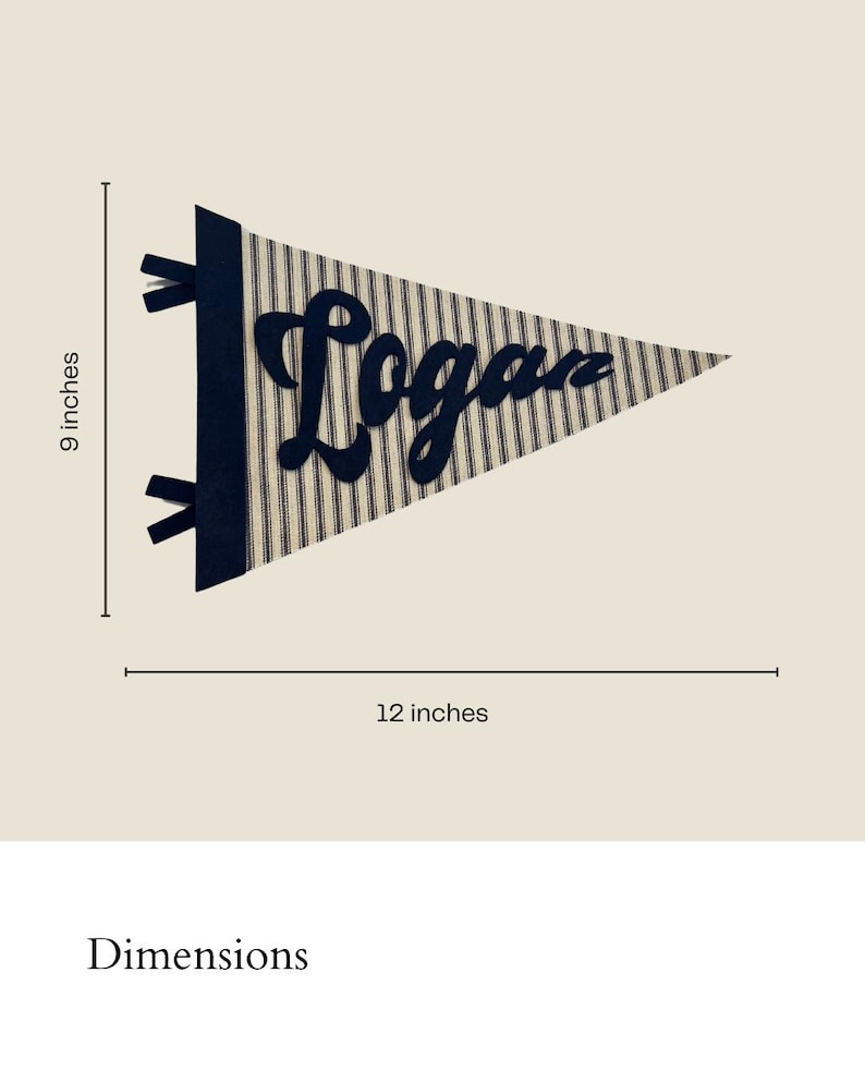 Custom Name Pennant- Striped Tan - Etsy