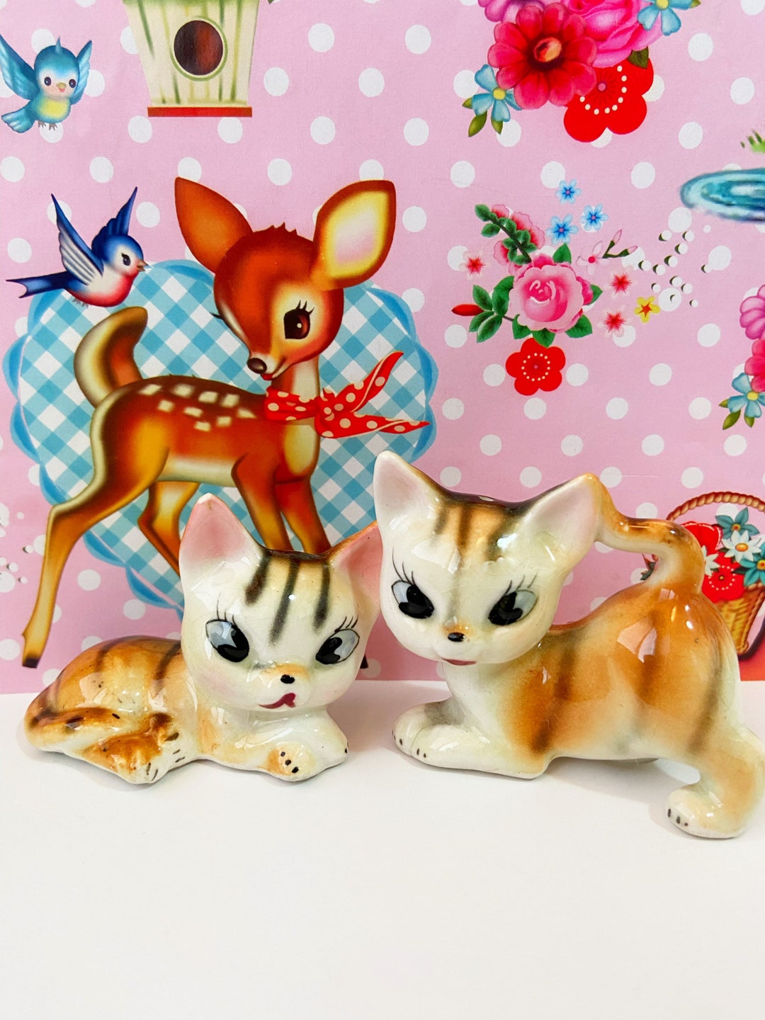 Vintage Grumpy Tabby Tiger Cats Collectible Salt and Pepper Shakers or ...