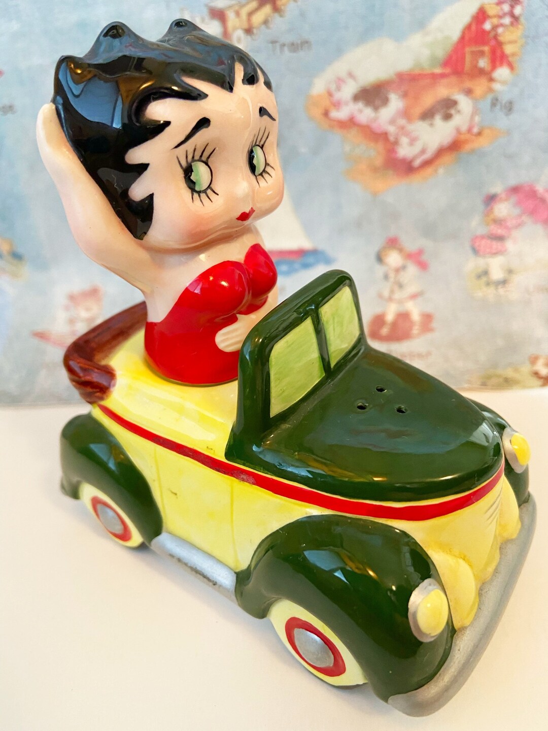 Vintage Cartoon Betty Boop Cruising in a Convertible Car Pinup ...