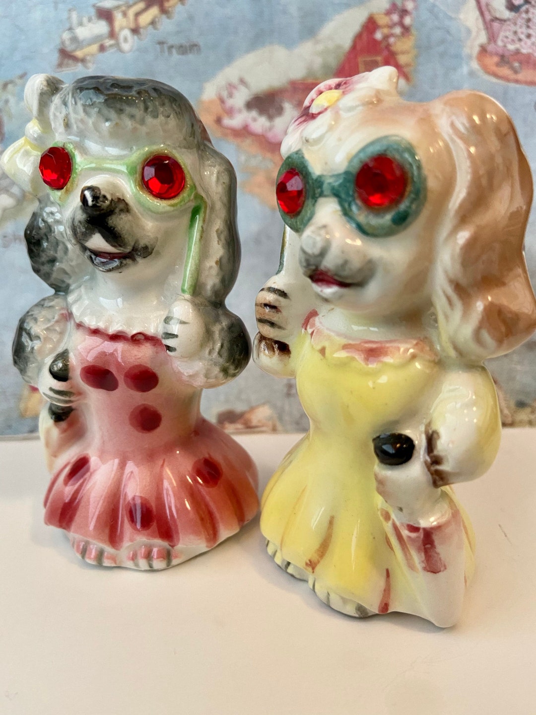 Very Rare Rockabilly Retro Pinup Dogs Vintage Collectible Salt and ...