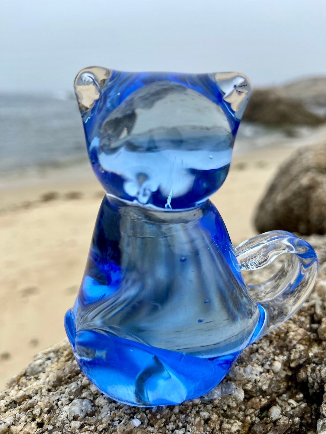Vintage Elegant Fine Crystal Blue Kitty Cat Collectible Figurine - Etsy