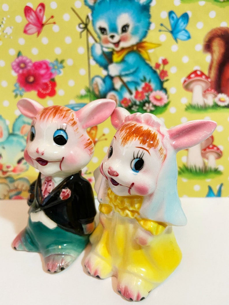 Vintage Pink Blushing Bride and Groom Couple Collectible Salt - Etsy