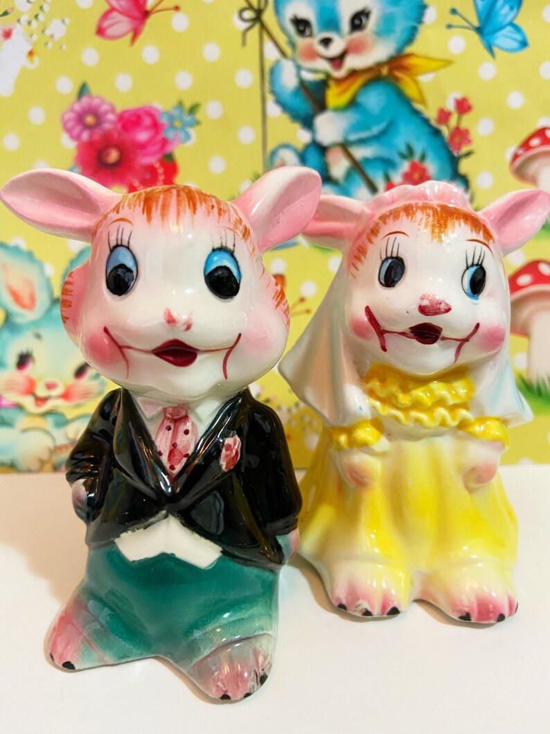 Vintage Pink Blushing Bride and Groom Couple Collectible Salt - Etsy
