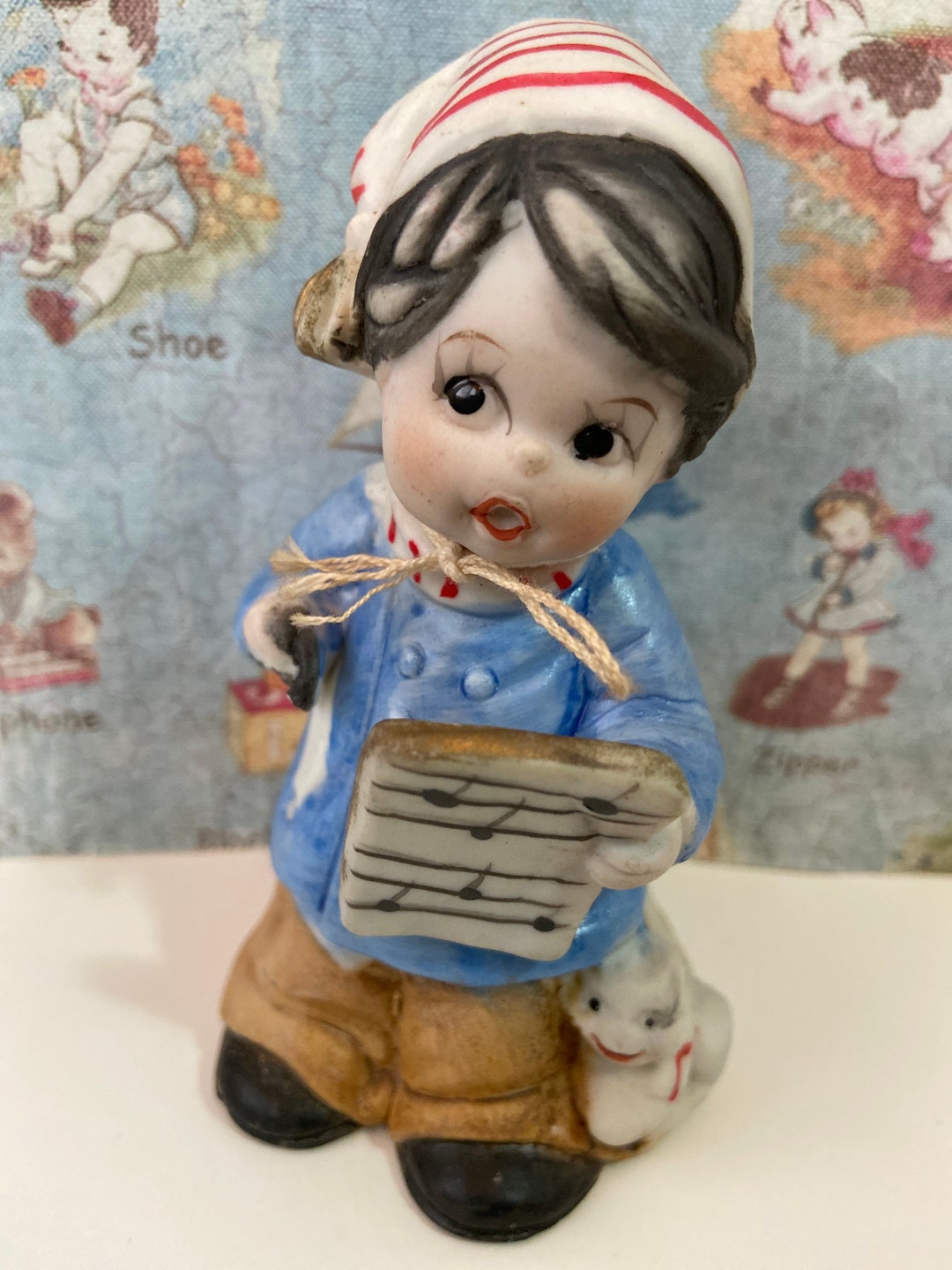 Vintage Caroling Singing Boy and His Cat Bell AS IS - Etsy
