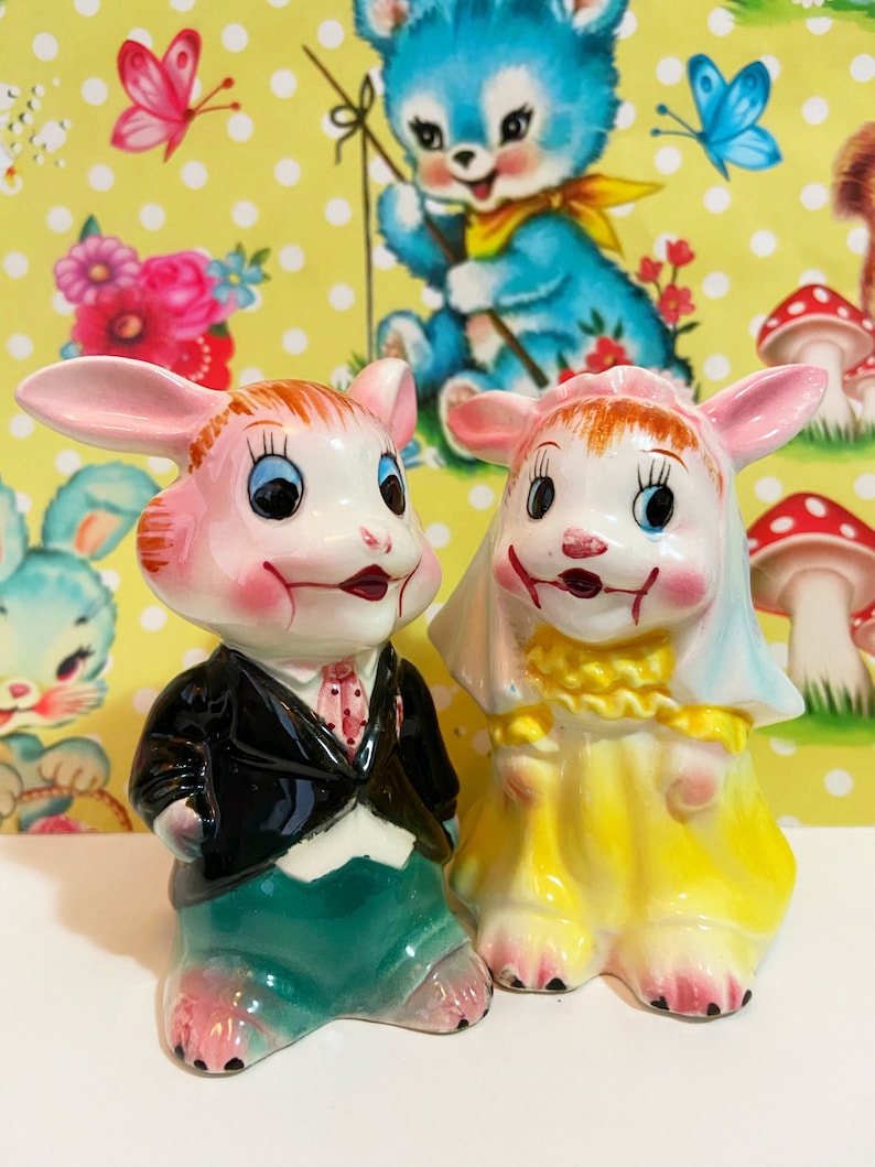 Vintage Pink Blushing Bride and Groom Couple Collectible Salt - Etsy