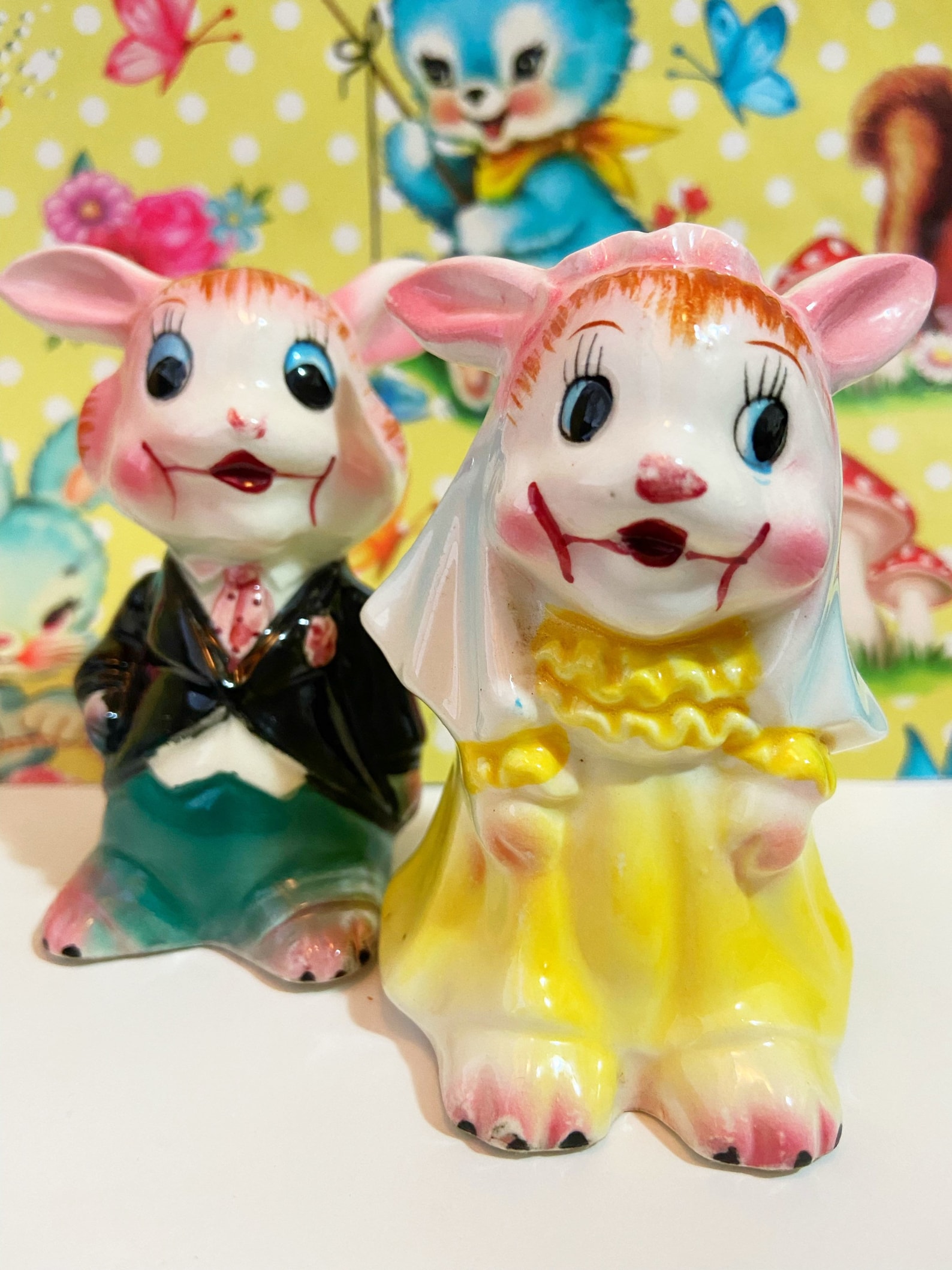 Vintage Pink Blushing Bride and Groom Couple Collectible Salt - Etsy