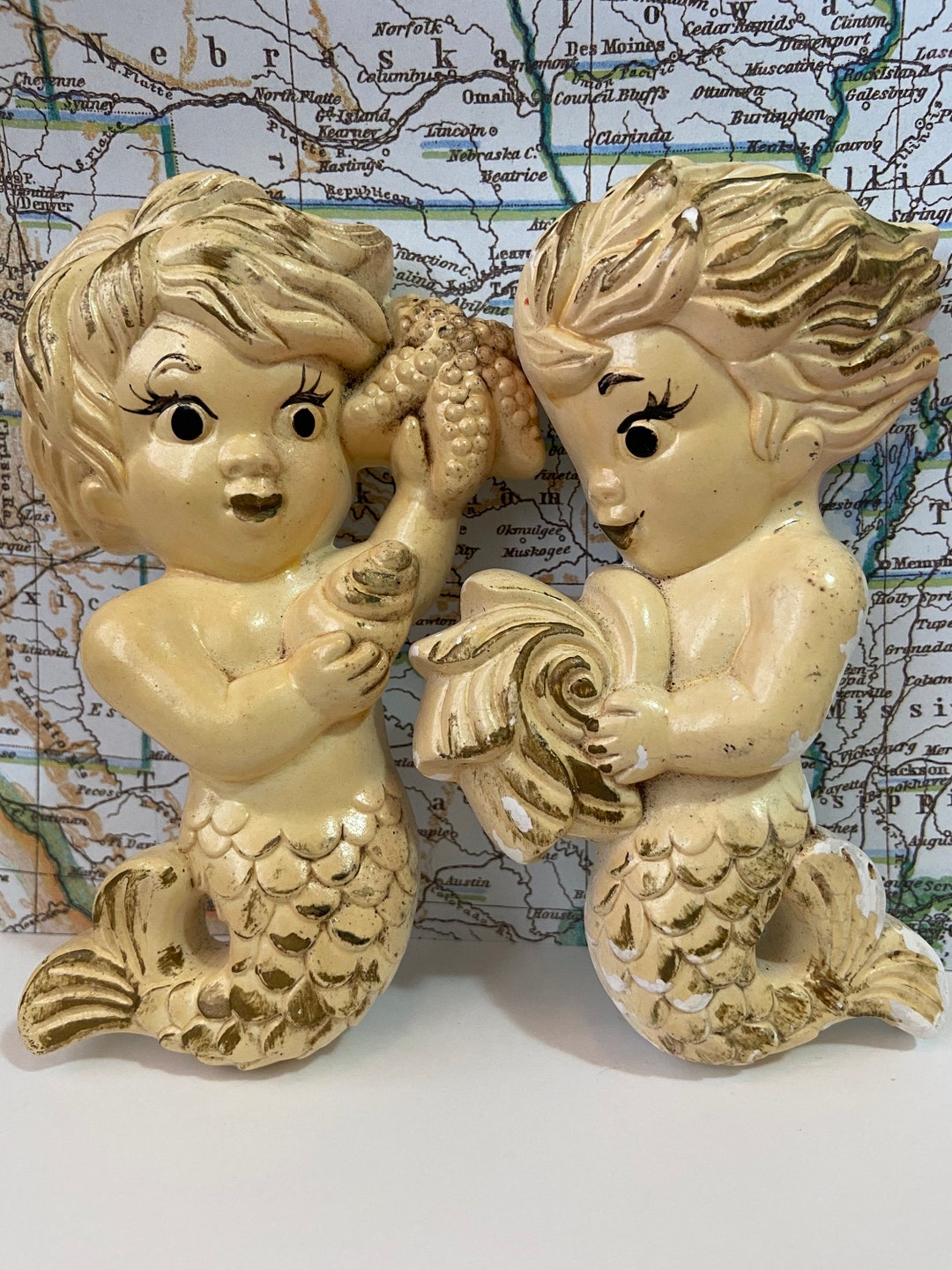 Vintage Baby Mermaids Merbabies Collectible Miller Studio Wall Plaques ...