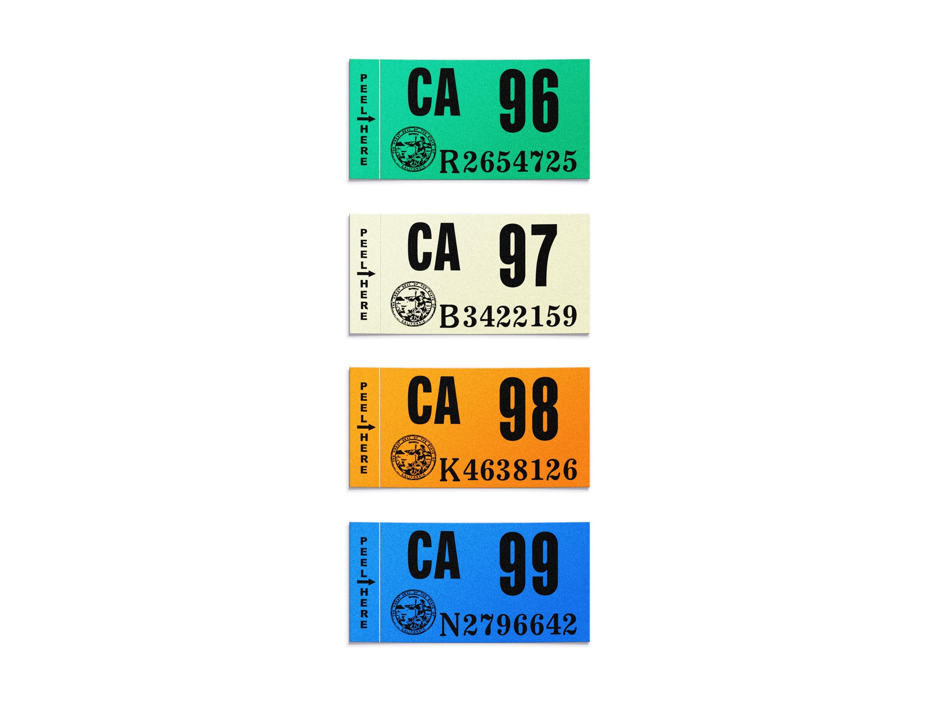 California License Plate Year Stickers — Period-correct Reflective ...
