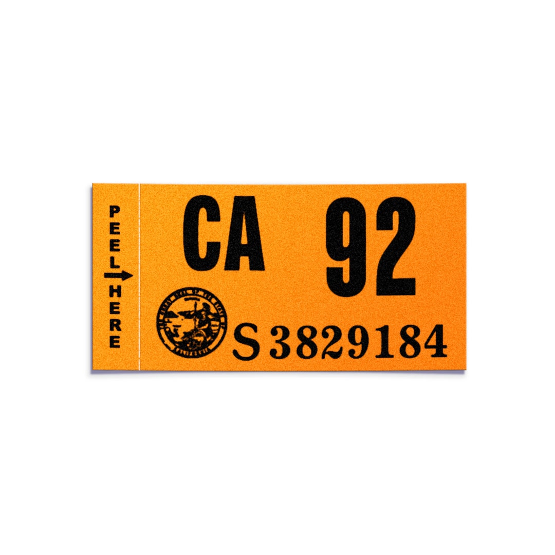 1992 California License Plate Sticker YOM CA Year of Manufacture Tag ...