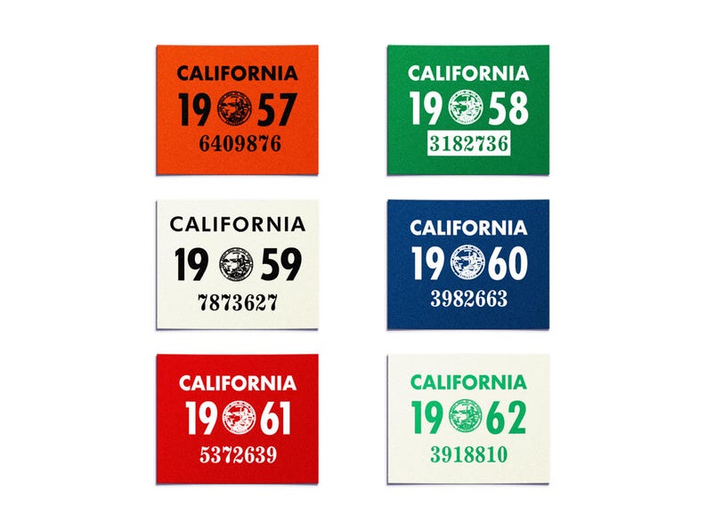 California License Plate Year Stickers — Period-correct Reflective ...