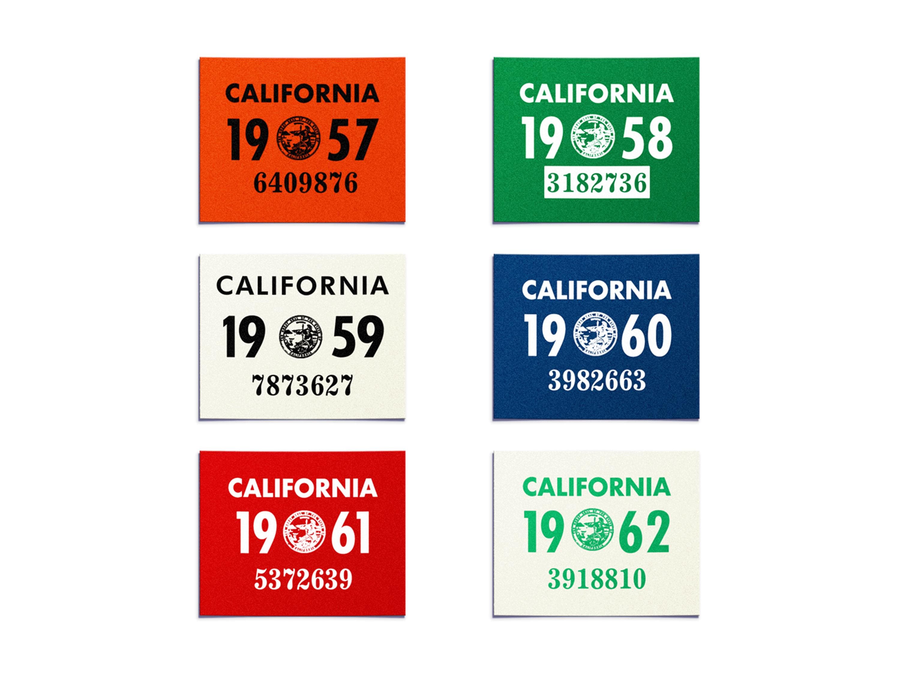 California License Plate Year Stickers — Period-correct Reflective ...