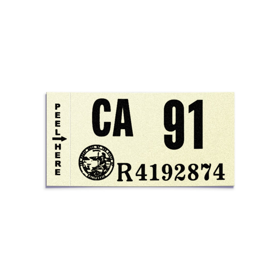 1991 California License Plate Sticker YOM CA Year of Manufacture Tag ...