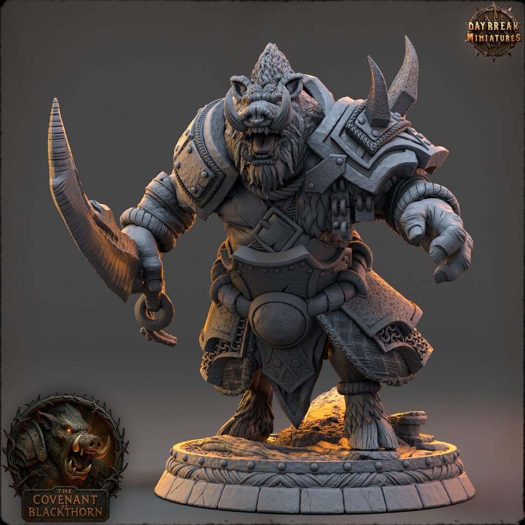 Zurka Mudroot Miniature: Grimdark Sci-fi Boar Warrior - Etsy
