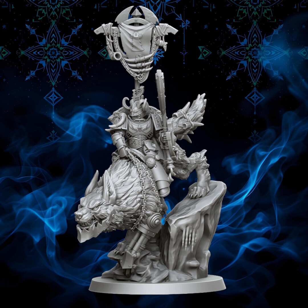 Space Vikings Jarl on Storm Wolf Cyberbrush 3D Tabletop Wargaming ...