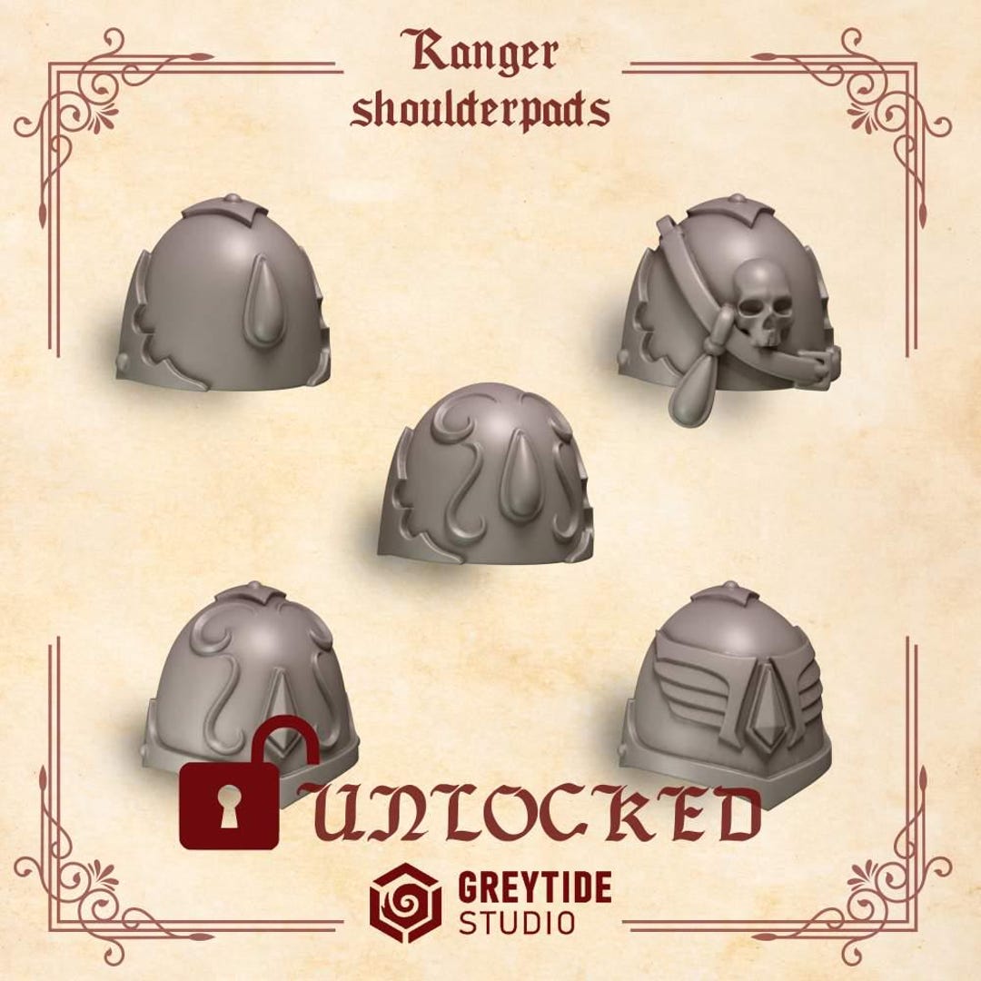 Crimson Lords Ranger Shoulder Pads Tabletop Miniature Wargaming Grim ...