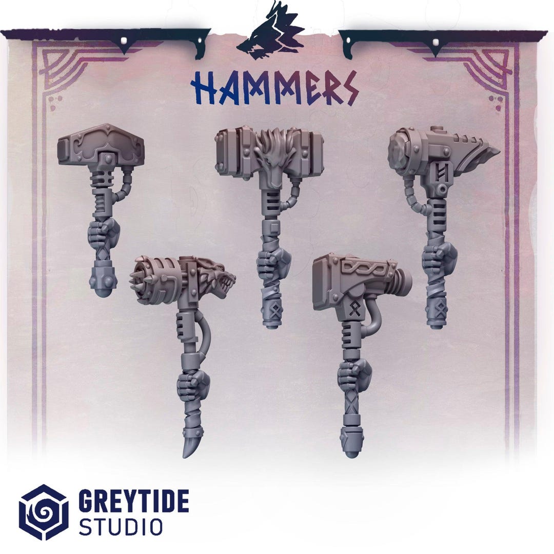 Primal Hounds Hammers (right Hand) | RPG Tabletop Miniature Wargaming ...