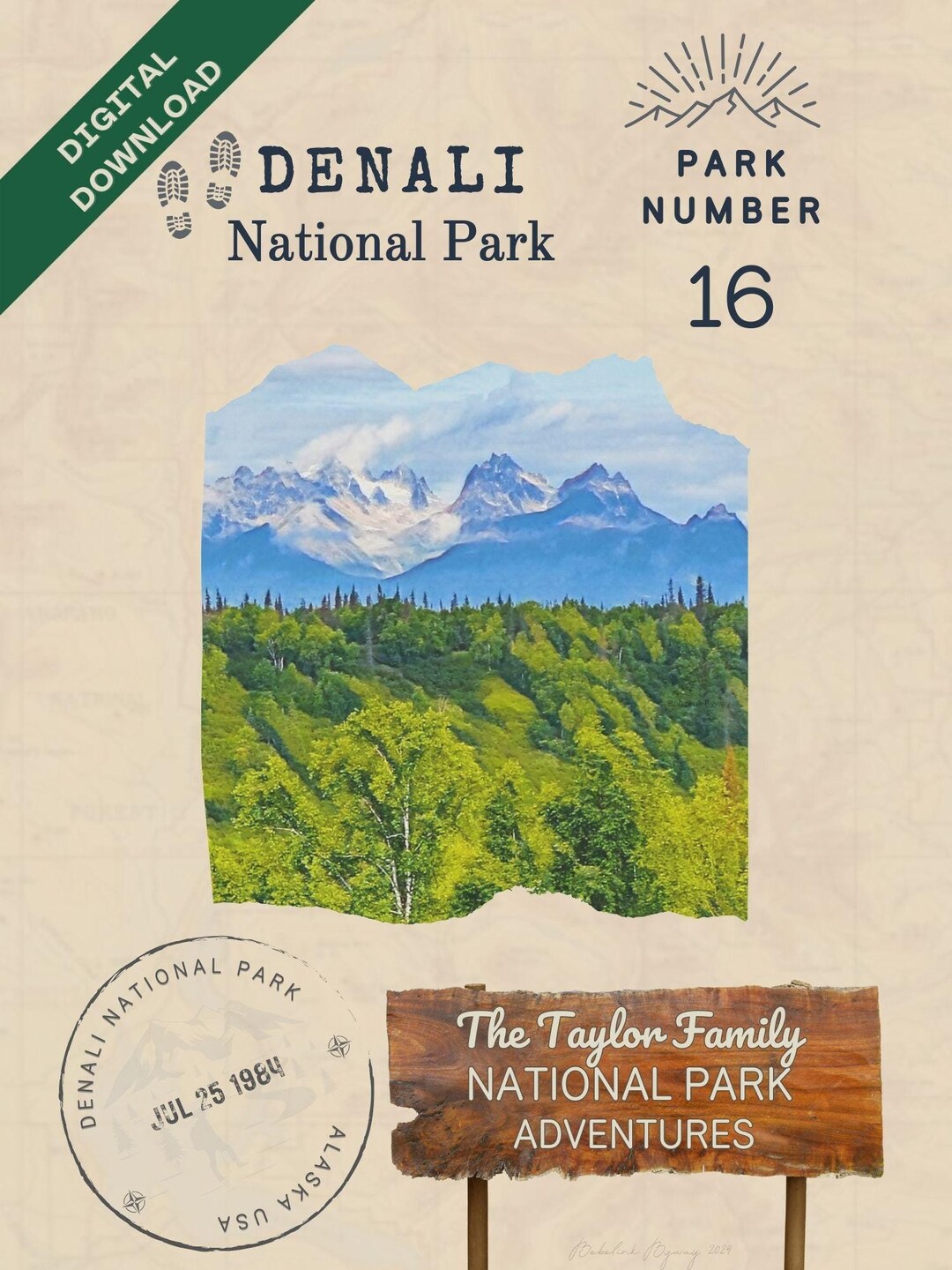 Customized National Park Travel Digital Download, Denali, Gift for ...