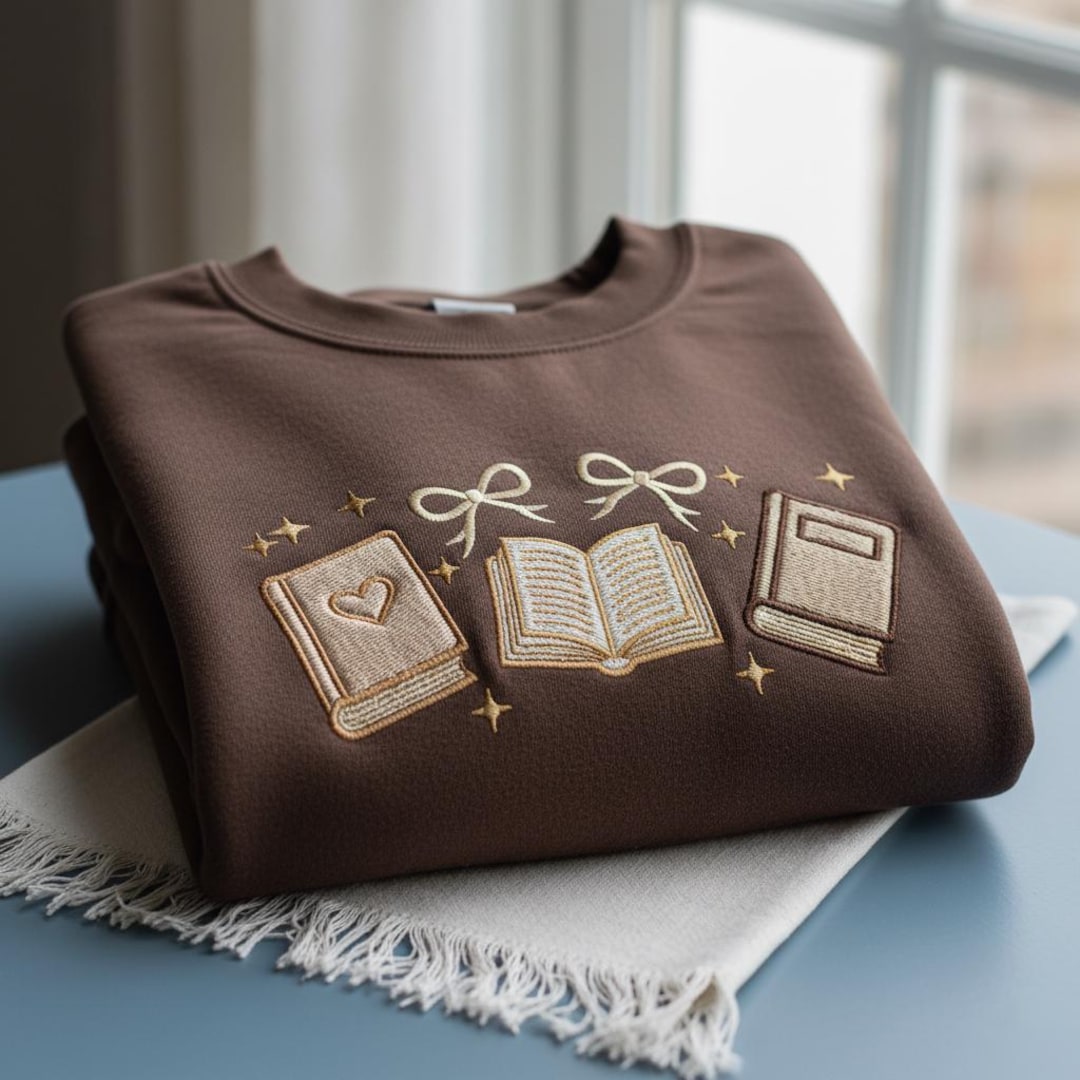 Book Lover Embroidered Sweatshirt, Cozy Reading Sweater, Bookworm ...