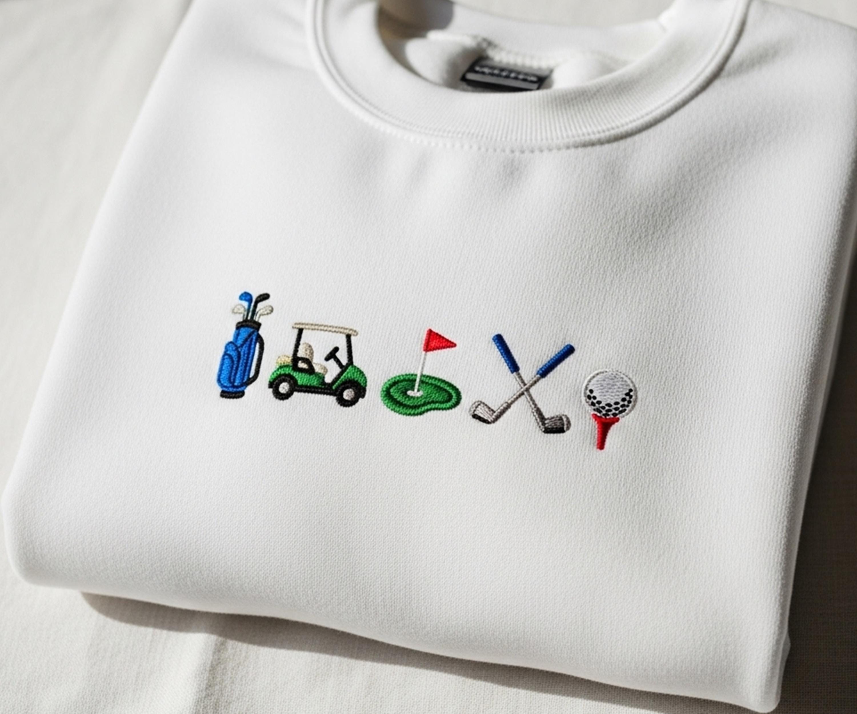 Embroidered Golf Icons Sweatshirt: Sporty Golf Club Crewneck - Etsy