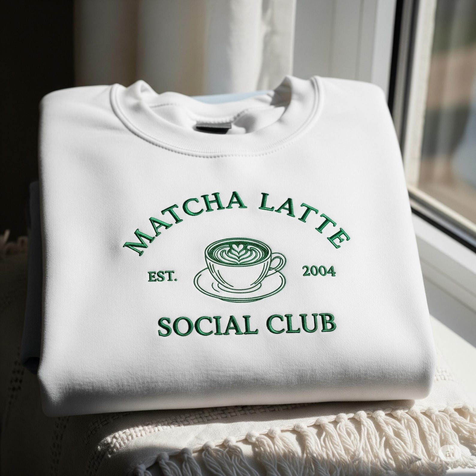 Matcha Latte Social Club Embroidered Sweatshirt, Tea Lovers Crewneck ...