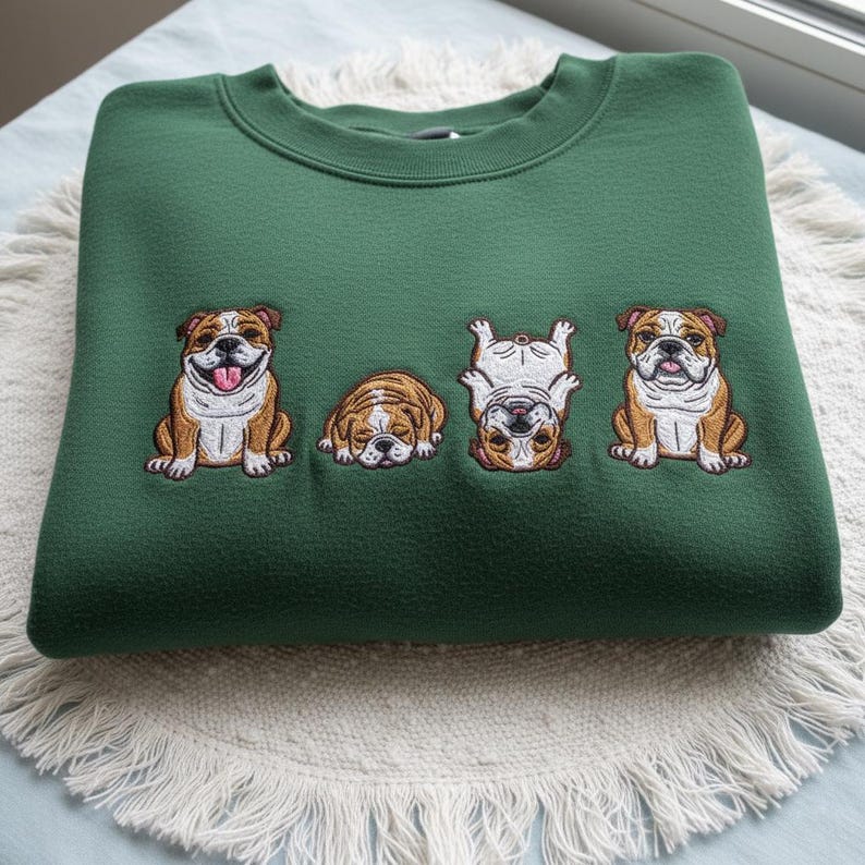 Embroidered English Bulldog Sweatshirt, Dog Mom Crewneck, Christmas ...