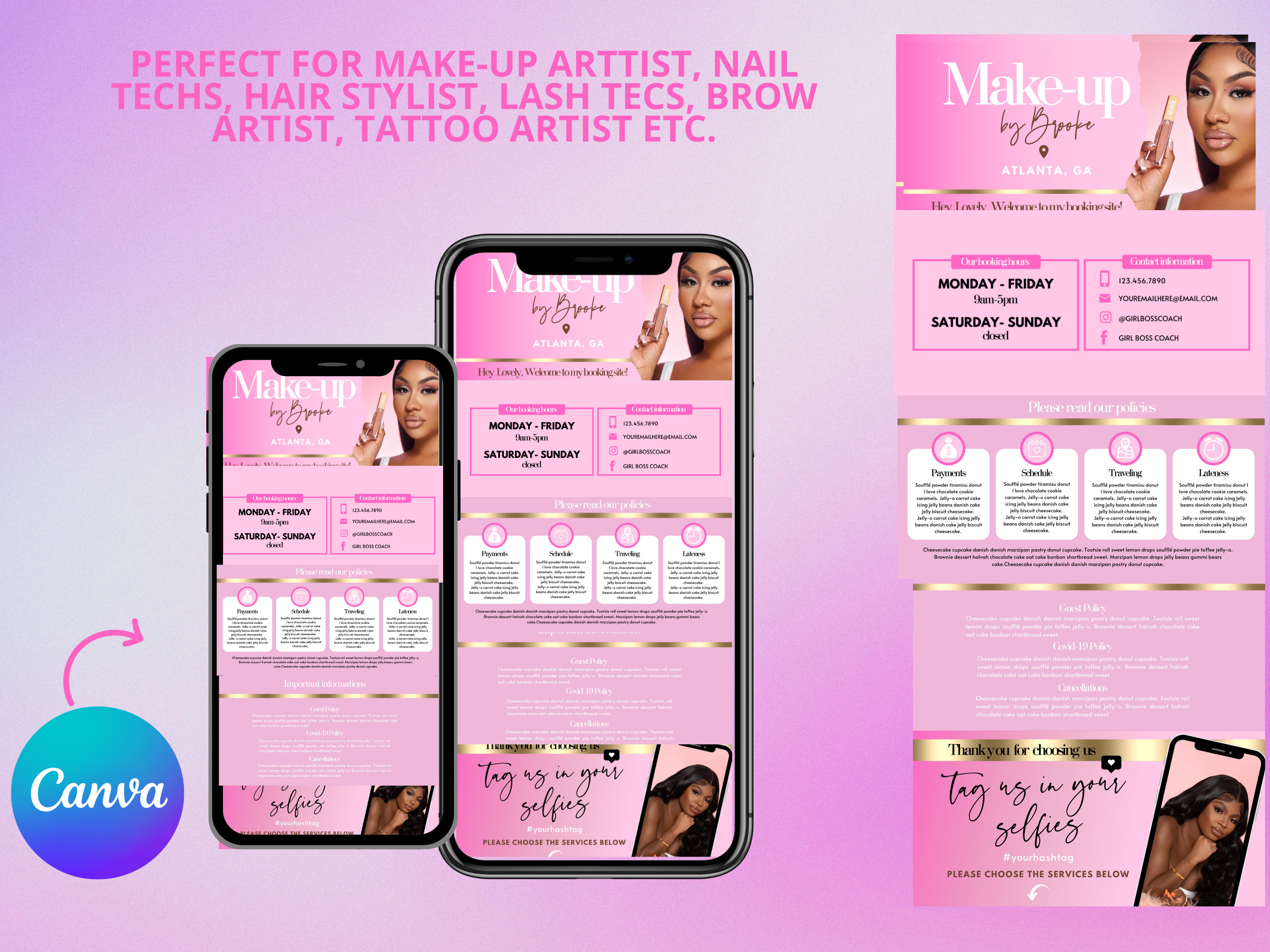 Pink Acuity Scheduling Template, DIY Booking Site Template, Acuity ...