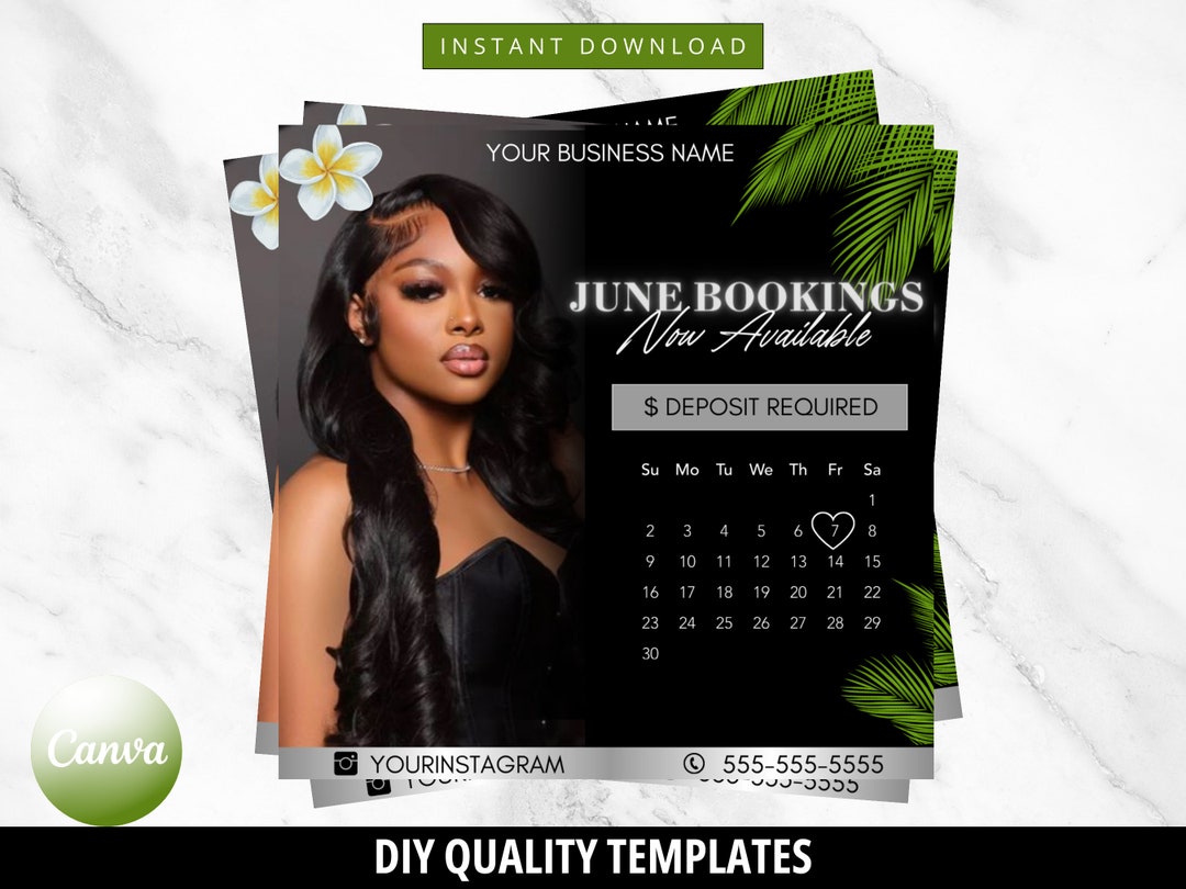 DIY Editable June Booking Flyer Template- Book Now Flyer, June ...