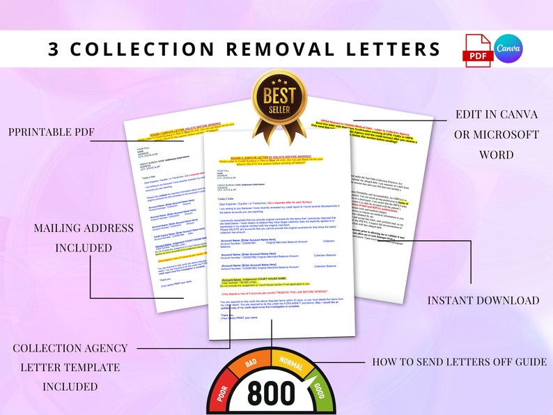 Credit Repair Dispute Letters, Collection Letters, Credit Boost, DIY ...