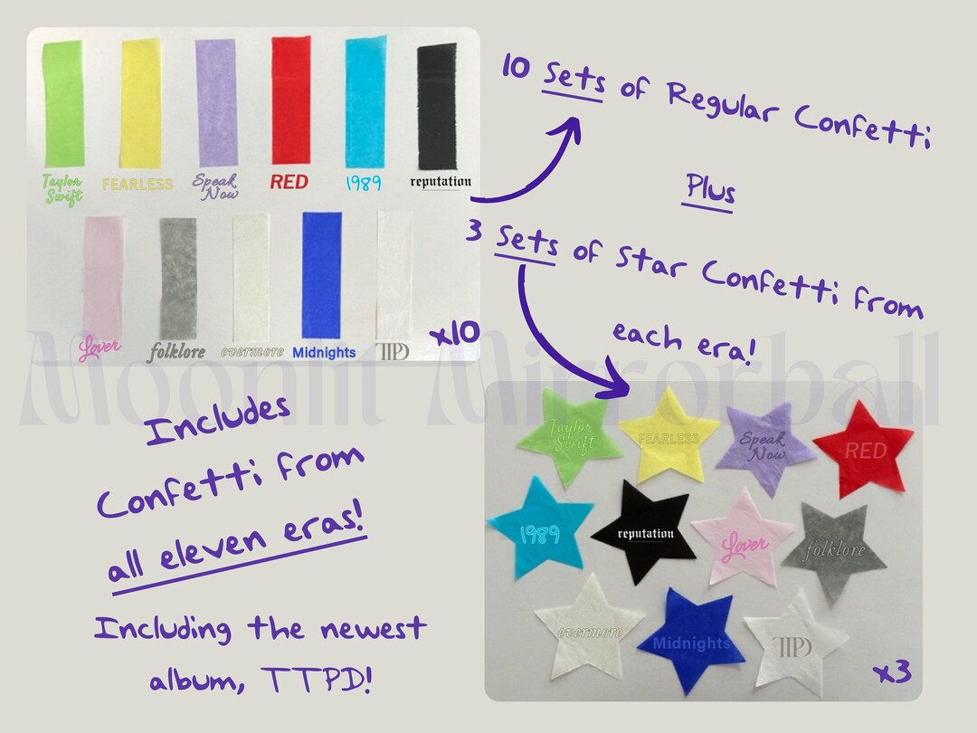 Taylor Swift Eras Tour replica Confetti 3 Star Shaped and 10 Regular ...
