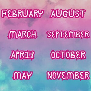 Cute MONTHS (january to December) Digital Printable Designed Stickers ...