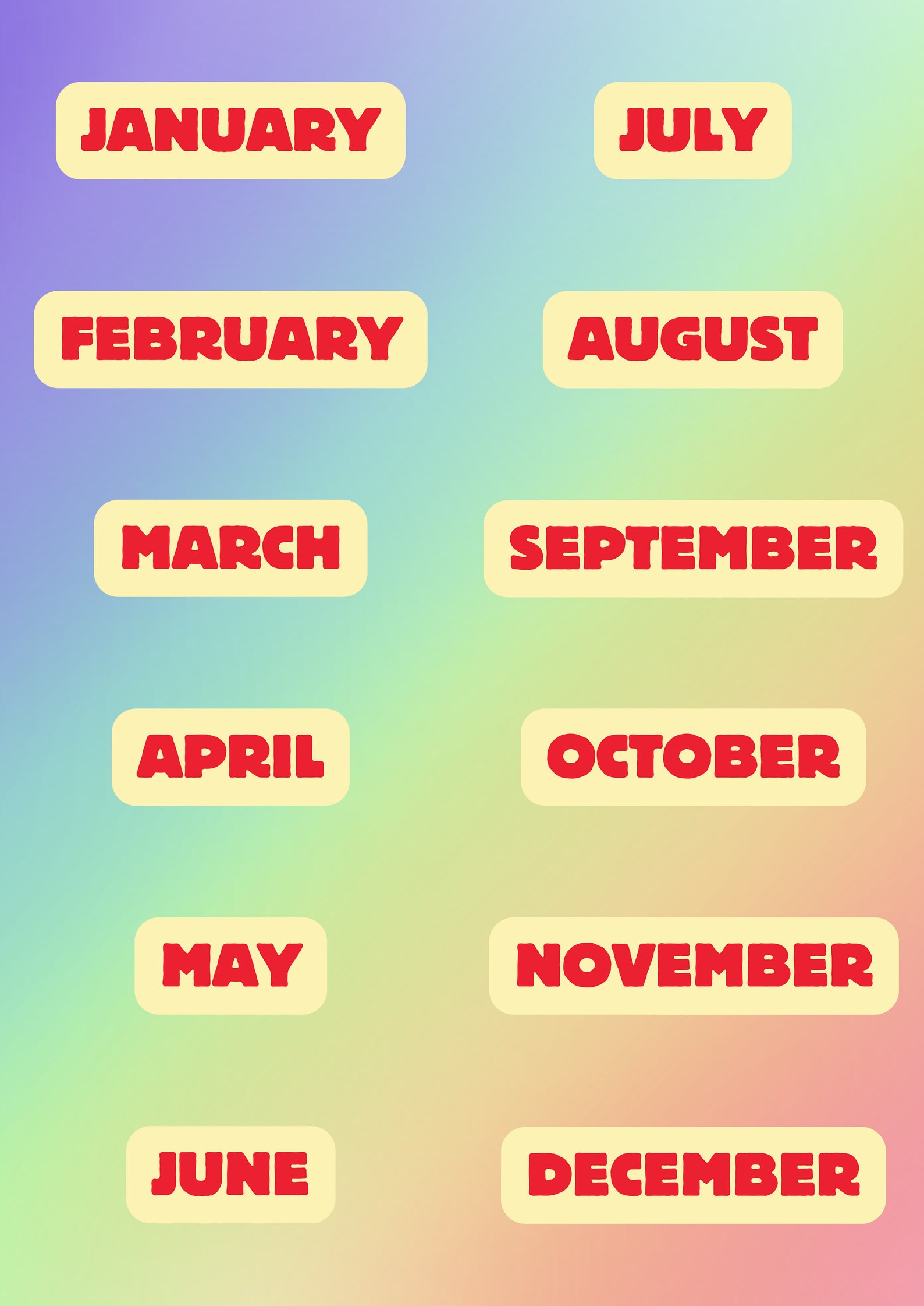 Cute MONTHS (january to December) Digital Printable Designed Stickers ...