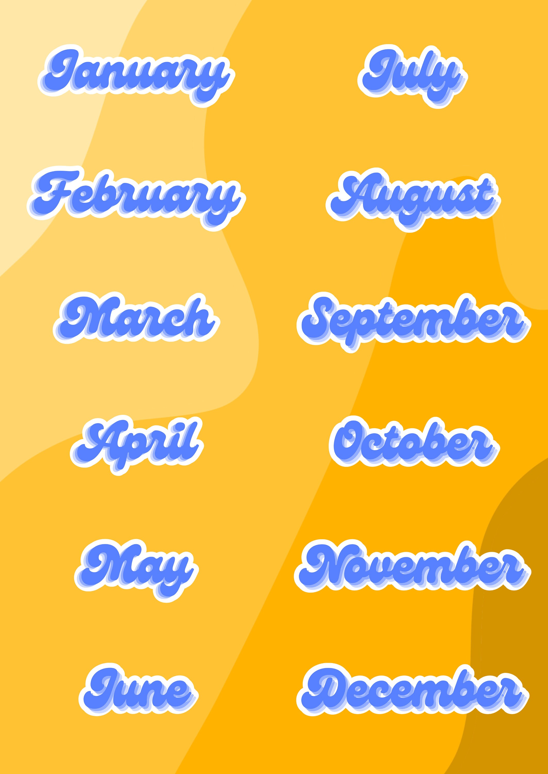 Cute MONTHS (january to December) Digital Printable Designed Stickers ...