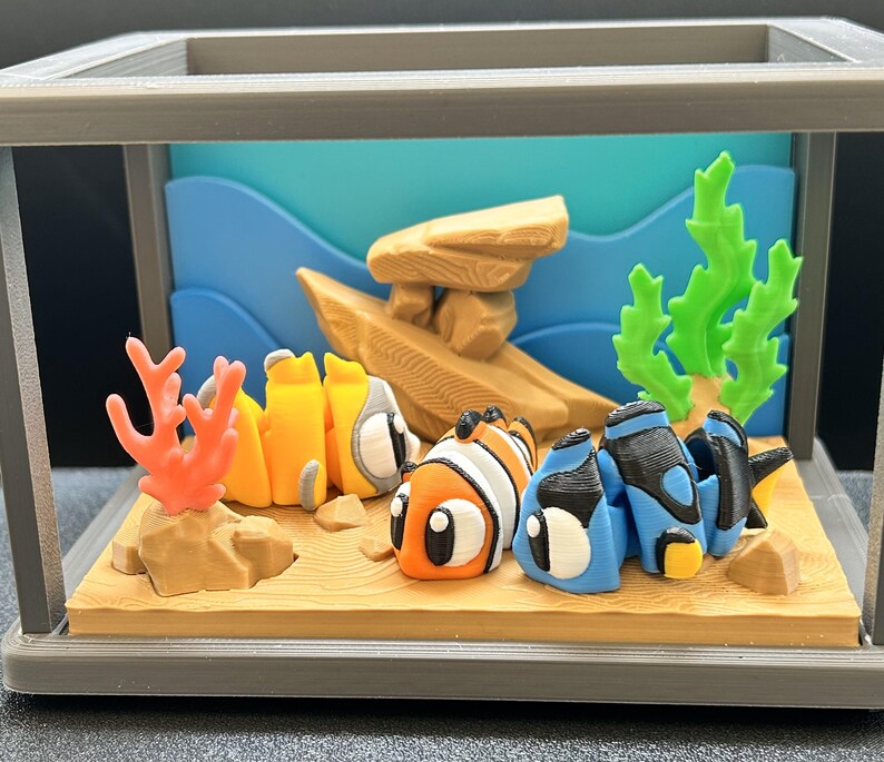 Cute 3D Printed Tropical Fish Aquarium – Mini Ocean Diorama With Coral ...