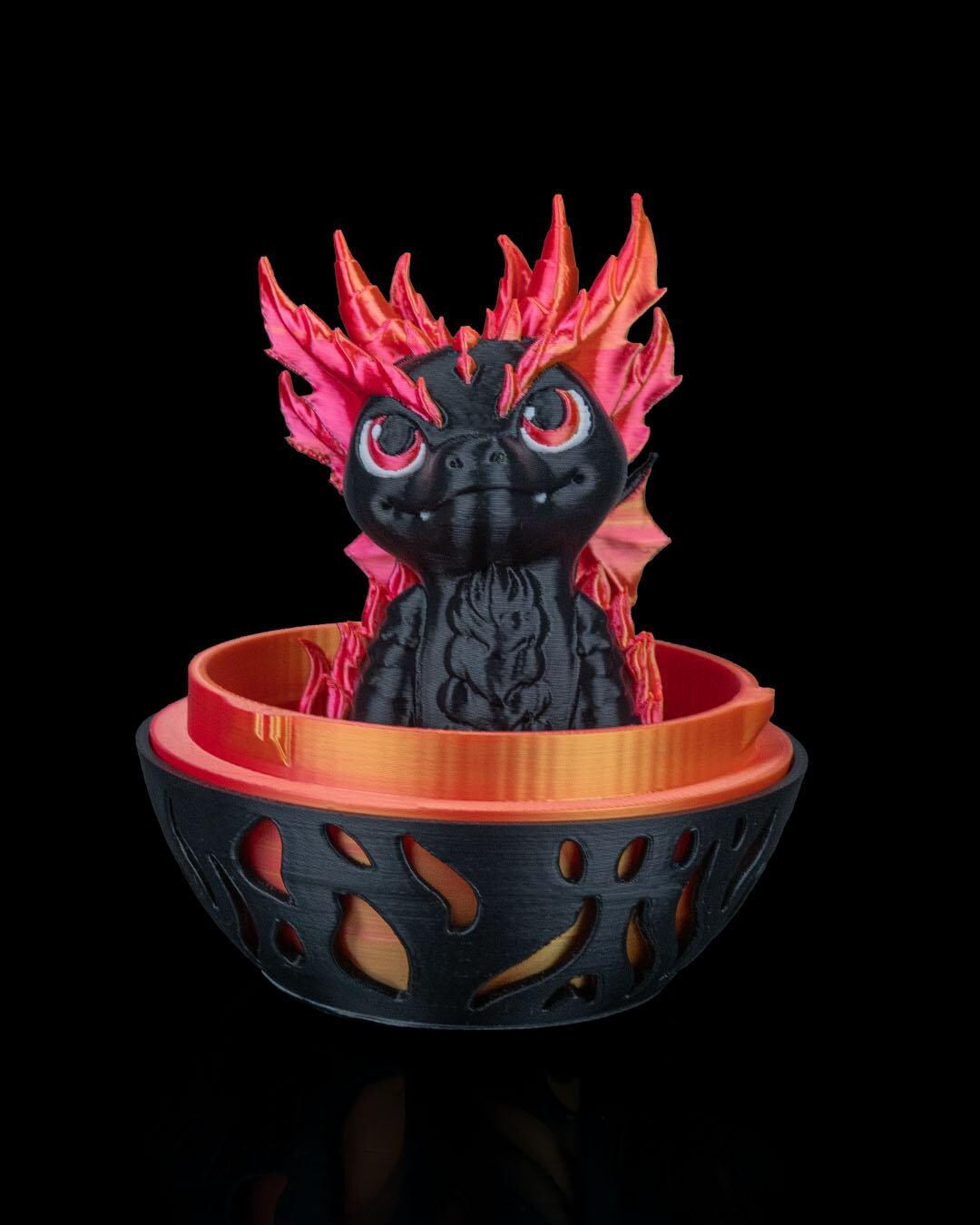 3D Printed Magma Dragon With Egg | Fantasy Dragon Figurine | Lava ...
