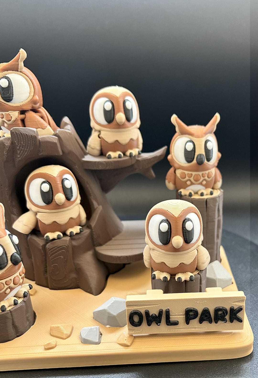 Owl Park – 3D Printed Owl Playground Diorama – Adorable Forest Owl ...