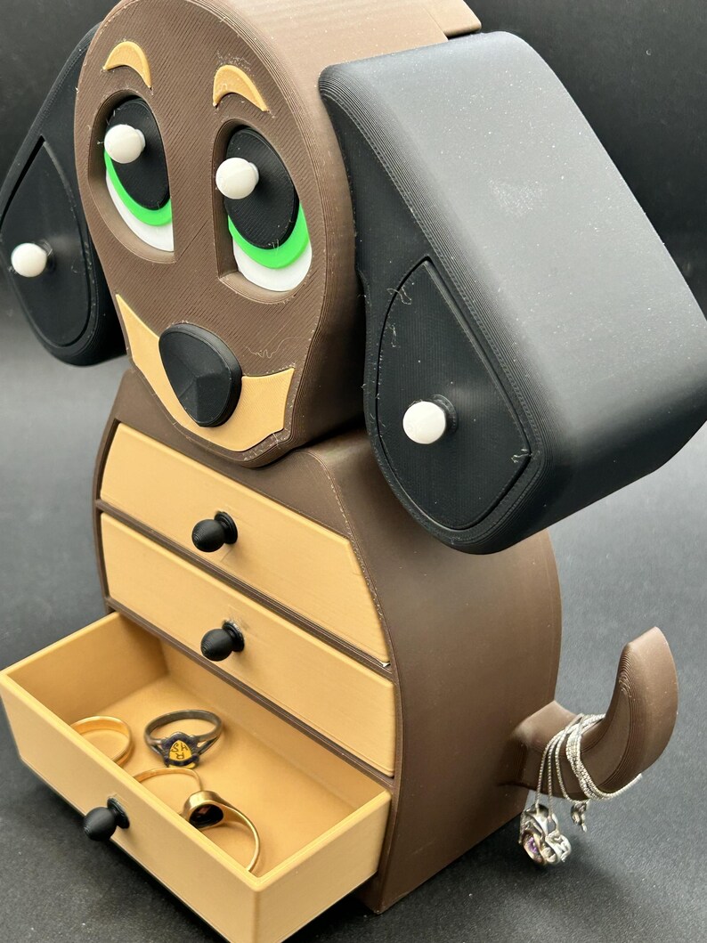 Puppy Dog Jewelry Box 3D Printed | Dachshund Organizer With 7 Hidden ...