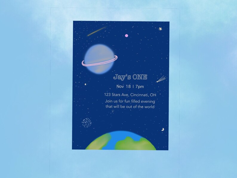 Editable Space Themed Birthday Invitation Template, Planets and Stars ...