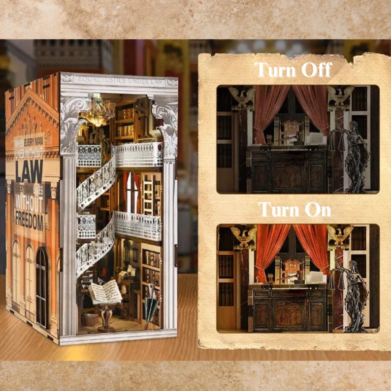 Law Library Book Nook: 3D DIY Wooden Puzzle Miniature - Etsy