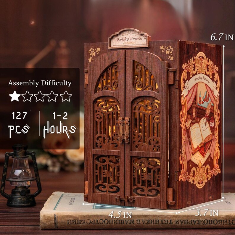Mini Tales Bookshop Book Nook: 3D Bookshop Memories DIY Wooden Puzzle Miniature Bookshelf Insert ...