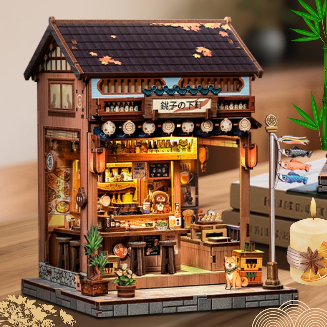 Choshi Alleyway Book Nook: Japanese Wooden Puzzle Bookshelf Insert - Etsy