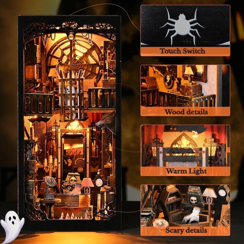 The Haunted House Book Nook | 3D DIY Dark Family Book End | Horror ...